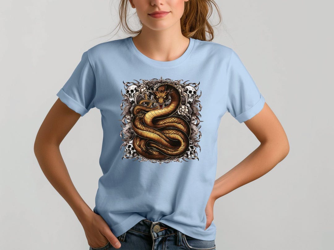 Gothic Snake Skull T-shirt: Edgy Serpent Graphic Tee - Etsy