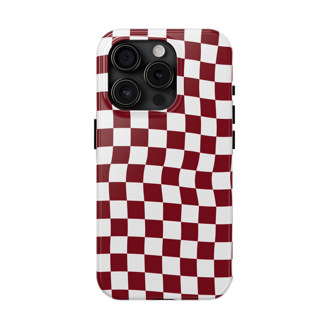 Red and White Checkerboard iPhone Case: Impact Resistant, Glossy Finish ...