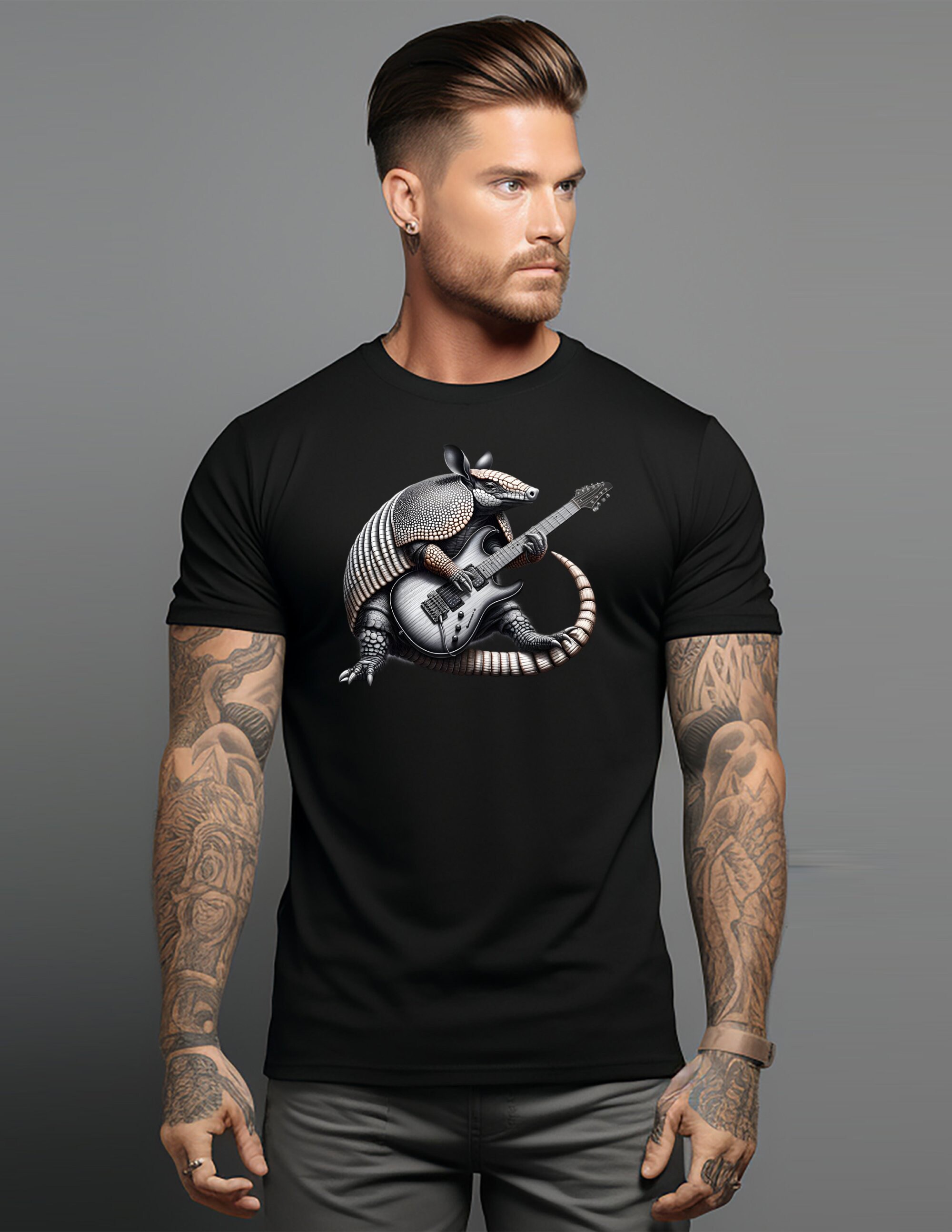 Unique Armadillo Playing Electric Guitar T-shirt, Music Lover Gift ...