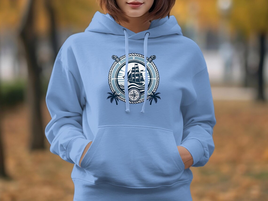 Nautical Ship and Compass Design T-shirt, Ocean Inspired Vintage ...