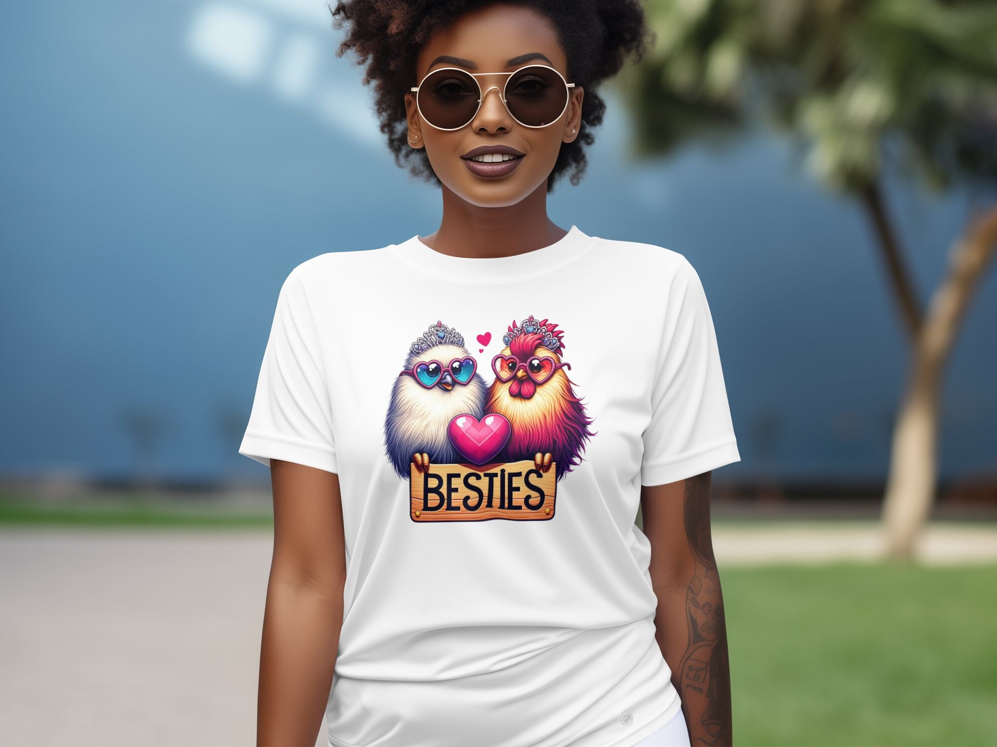 Cute Best Friends Forever T-shirt, Besties Cartoon Birds in Love, Women ...