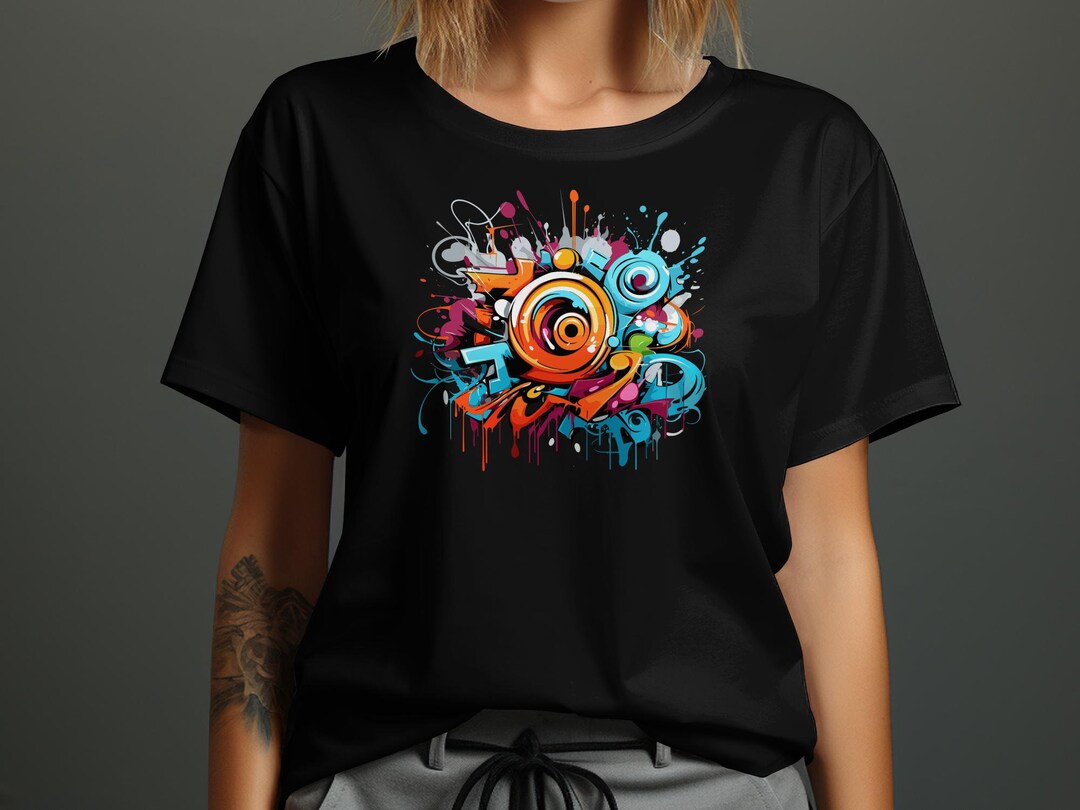 Colorful Abstract Art T-shirt, Vibrant Graphic Tee, Urban Streetwear ...