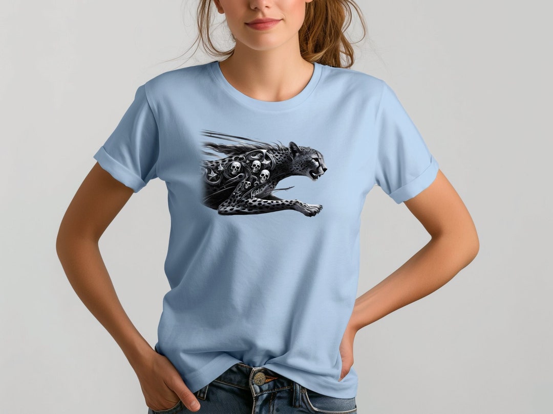 Cheetah Print Tee, Fast Cheetah Running T-shirt, Gothic Fashion, Skulls ...