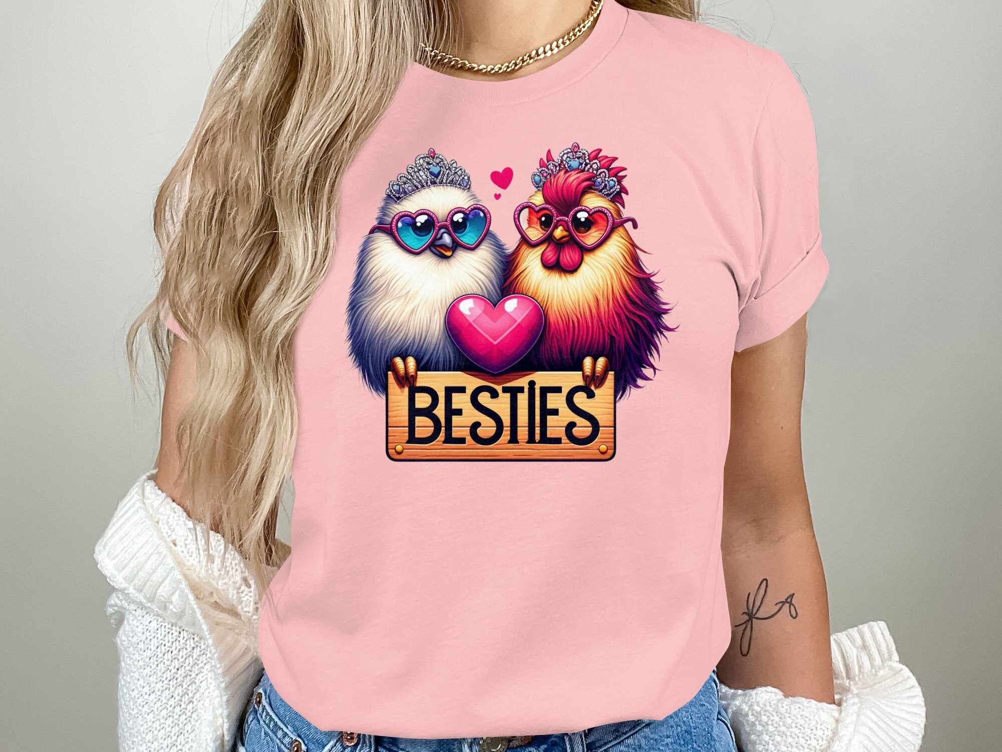 Cute Best Friends Forever T-shirt, Besties Cartoon Birds in Love, Women ...