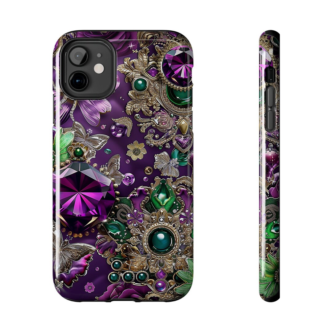 Luxurious Purple Floral Gem iPhone Case - Elegant Phone Cover for ...