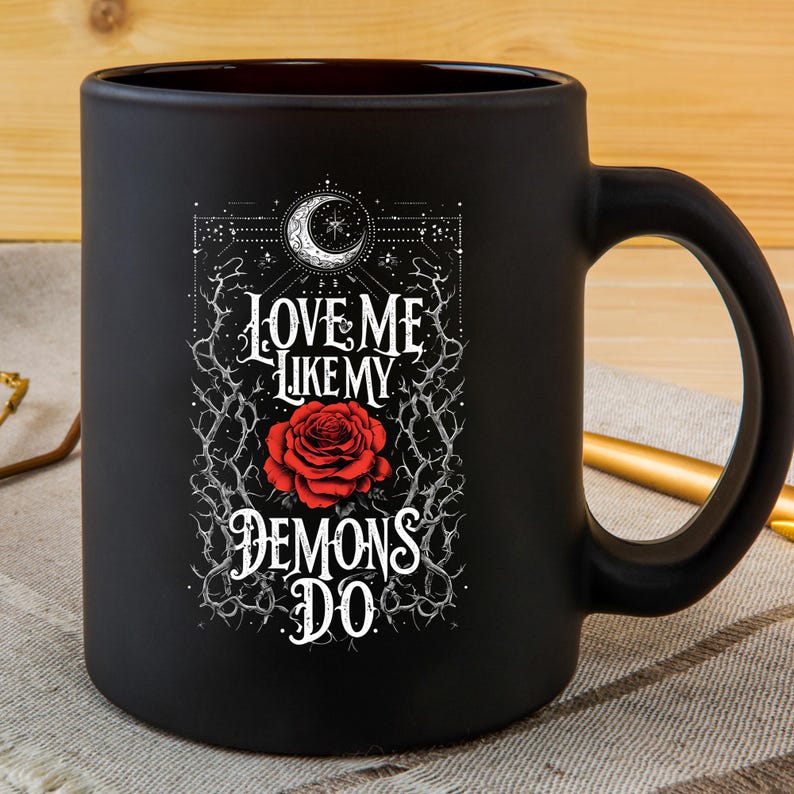 Love Me Like My Demons Do PNG | Red Rose and Vines Gothic Quote Design ...