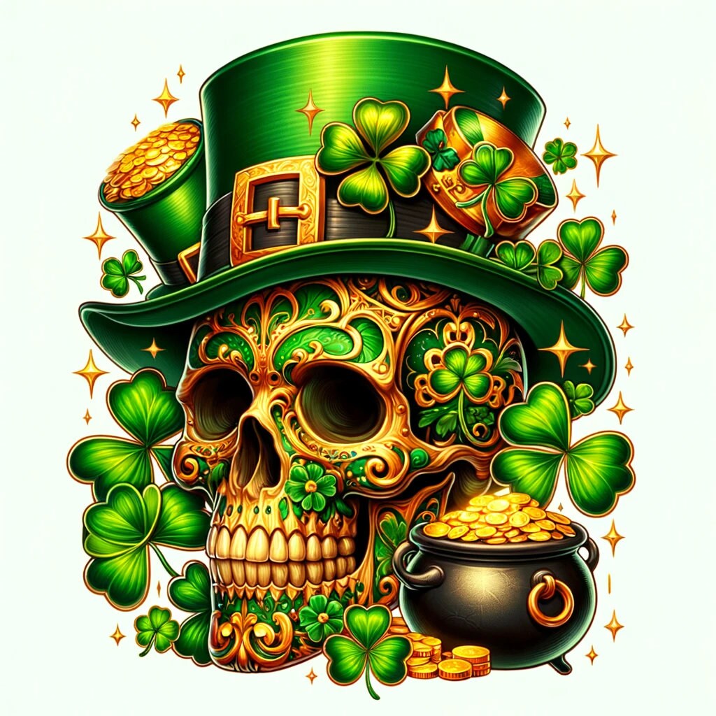 Leprechaun's Luck Skull Design Downloadable Print Ready Digital Skull ...