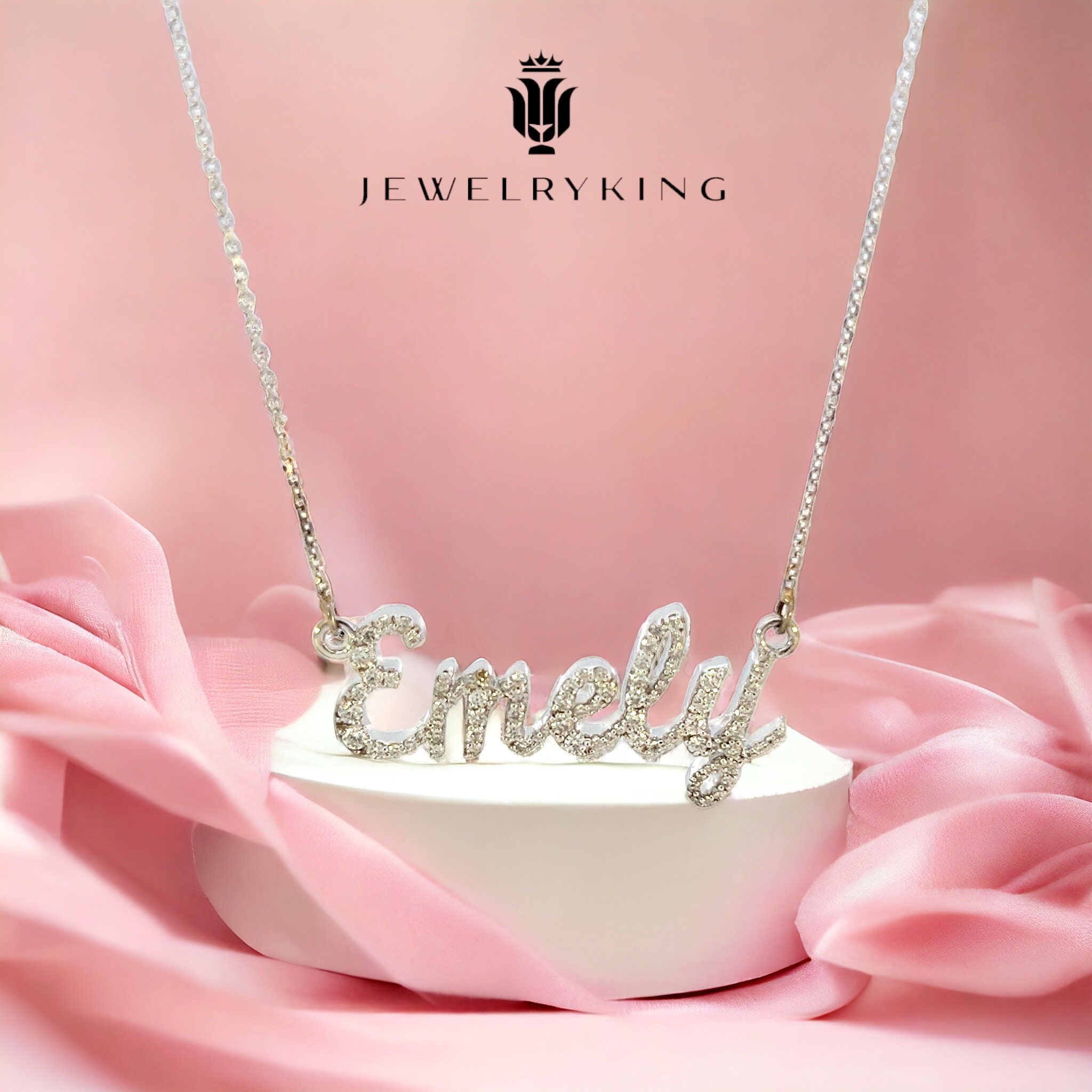 Custom Design Diamond Nameplate/name Tag Chain/necklace White Gold ...