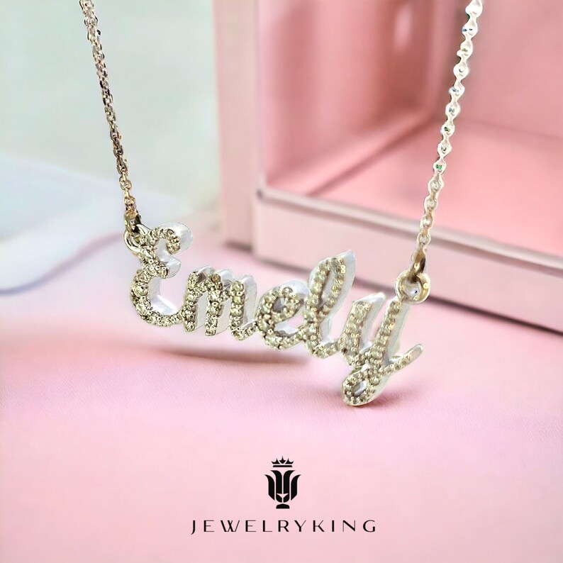 Custom Design Diamond Nameplate/name Tag Chain/necklace White Gold ...