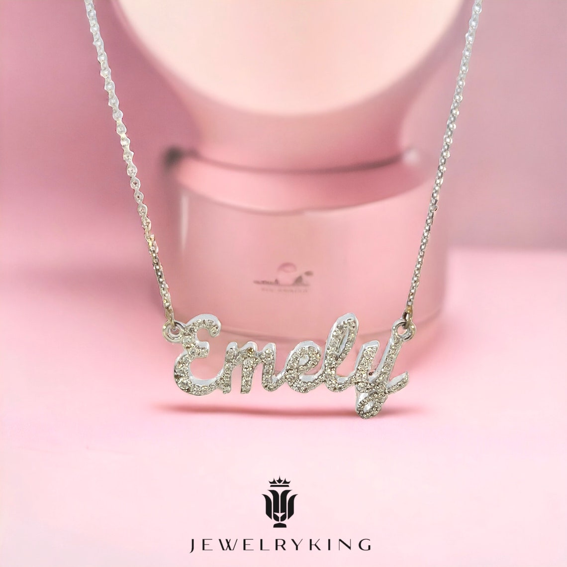 Custom Design Diamond Nameplate/name Tag Chain/necklace White Gold ...