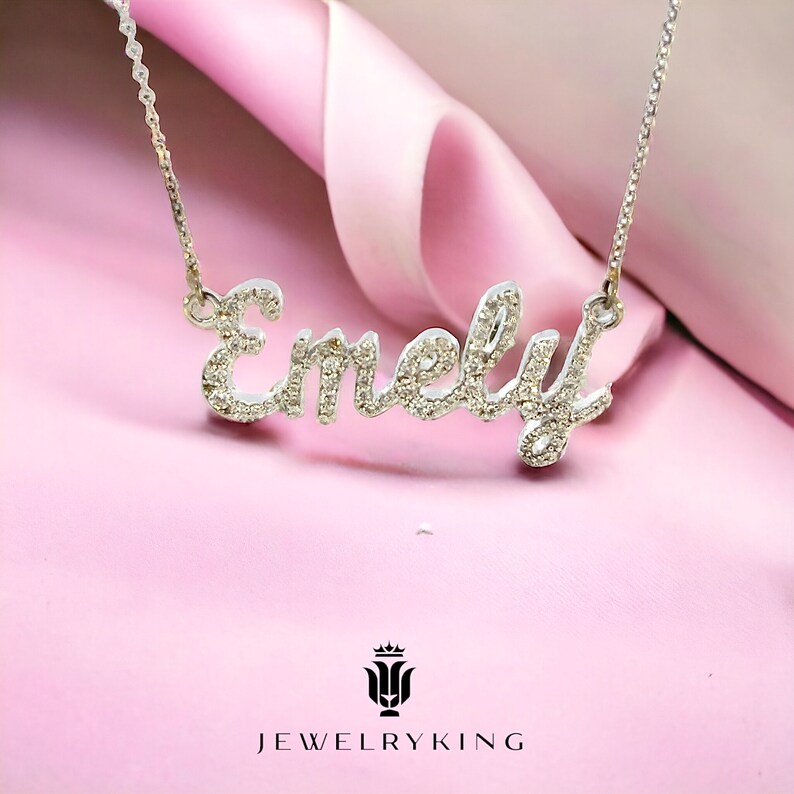 Custom Design Diamond Nameplate/name Tag Chain/necklace White Gold ...