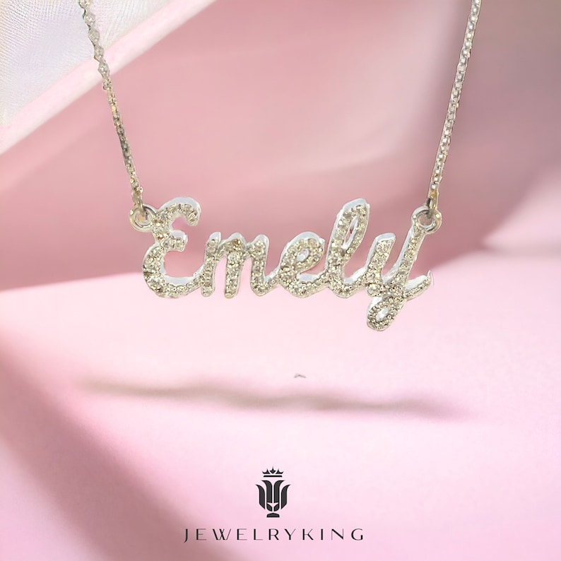 Custom Design Diamond Nameplate/name Tag Chain/necklace White Gold ...