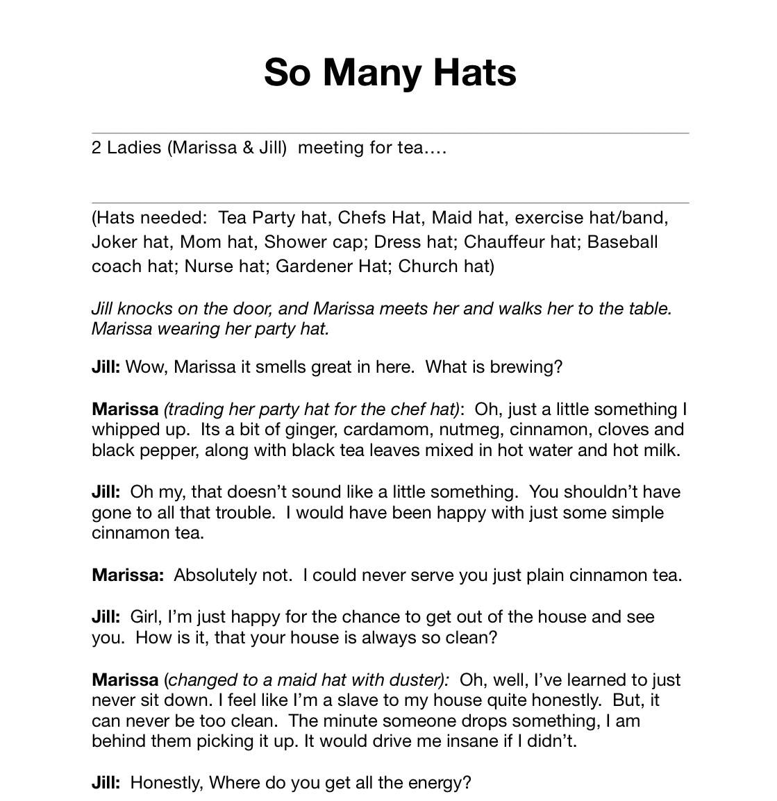 Christian Skit for Women's Ministry: "so Many Hats" Printable Script ...