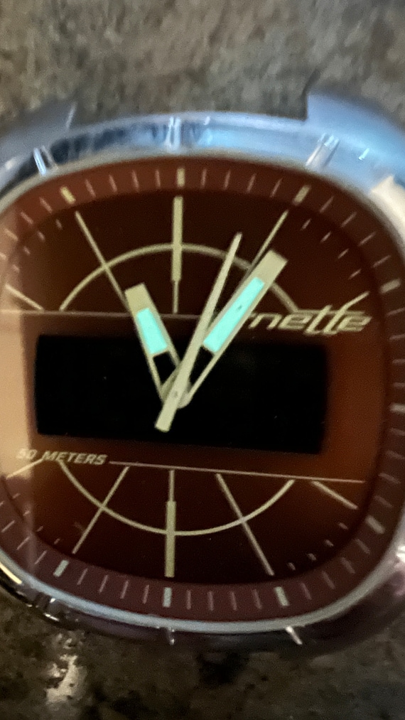 Vintage Hybrid Digital Analog Arnette 46mm BIG Watch … - Gem