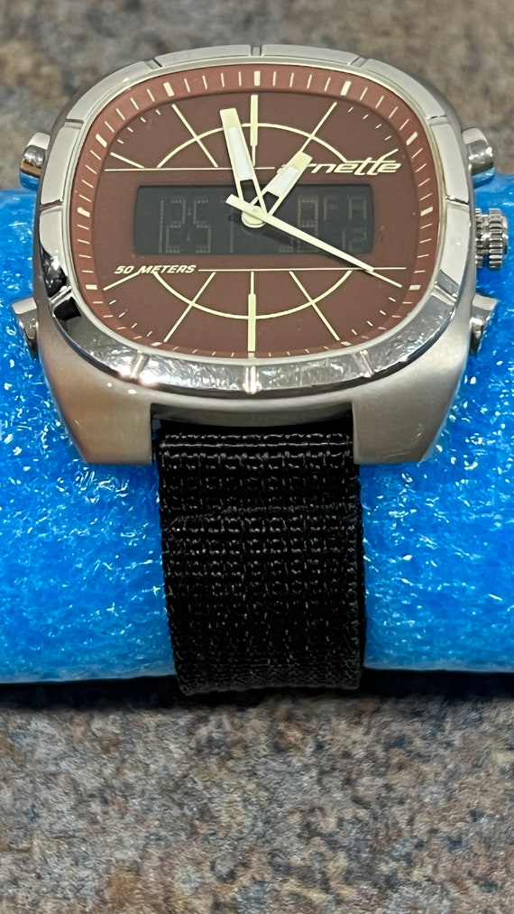 Vintage Hybrid Digital Analog Arnette 46mm BIG Watch … - Gem