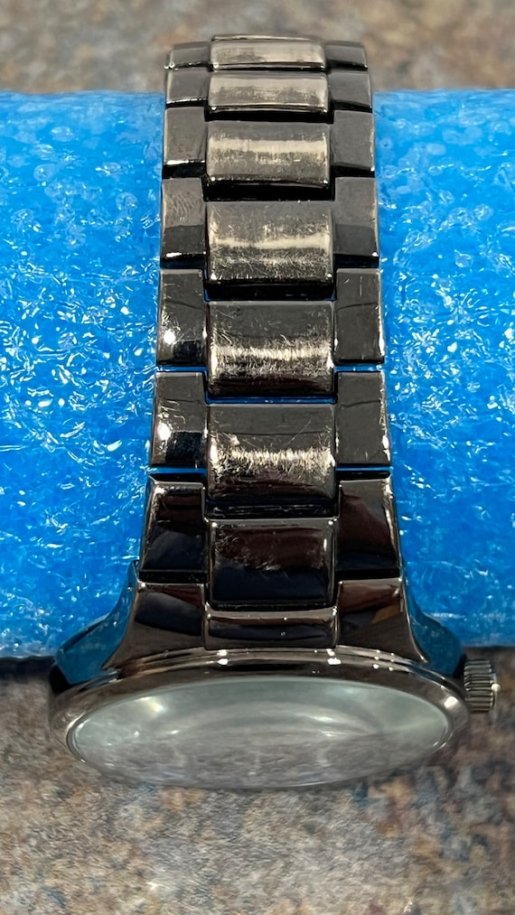 Vintage Analog Watch Chronograph Look Quartz Charcoal… - Gem