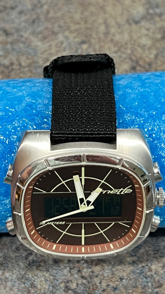 Vintage Hybrid Digital Analog Arnette 46mm BIG Watch … - Gem