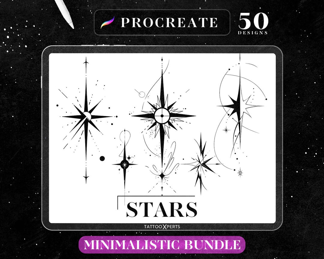50 Stars Designs INSTANT DOWNLOAD Minimalistic Stamps Procreate Brushes ...