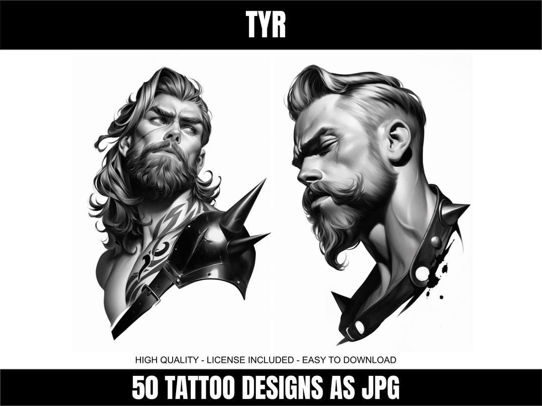 Tyr Tattoo Design Set | 50 High-quality Digital Images | Norse God ...