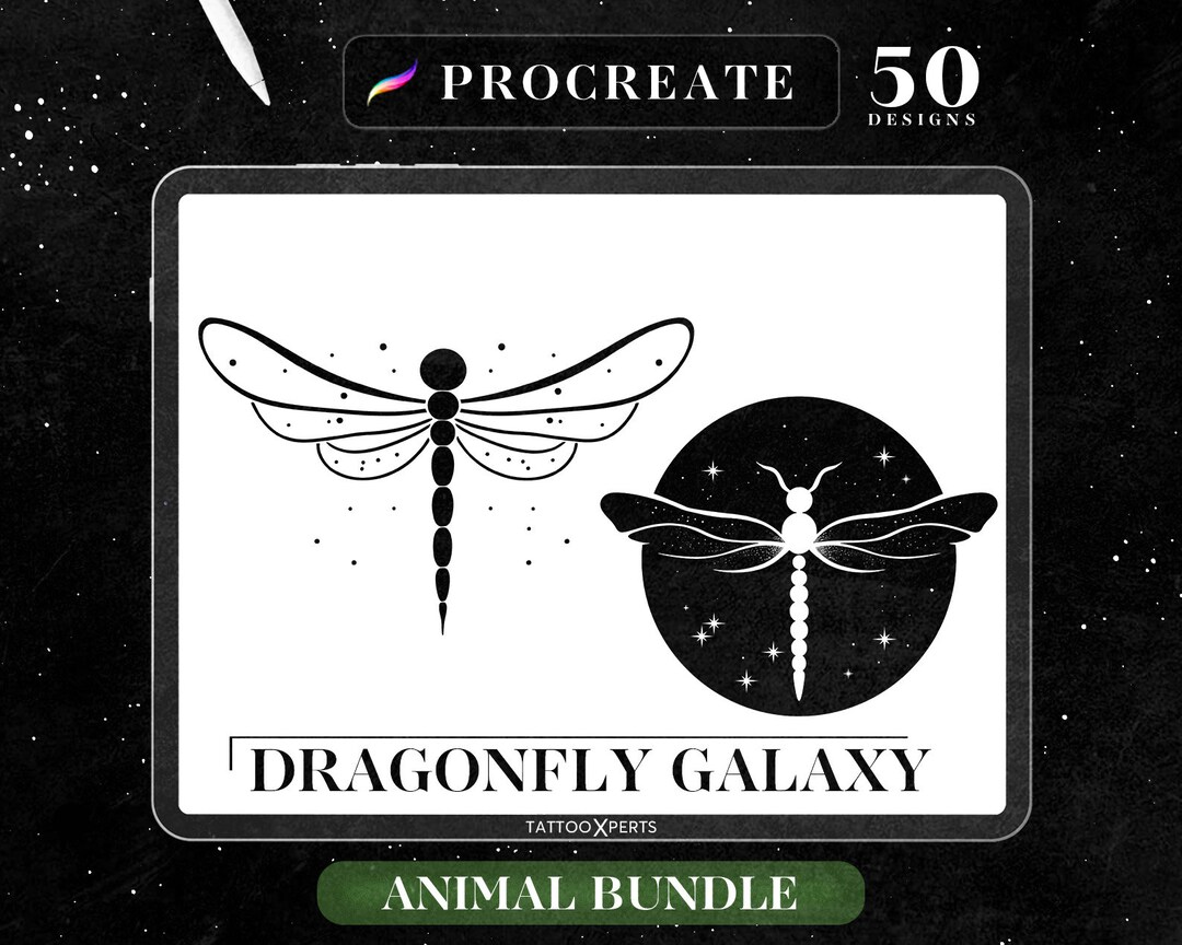50 Dragonflys Designs INSTANT DOWNLOAD Animal Stamps Procreate Brushes ...