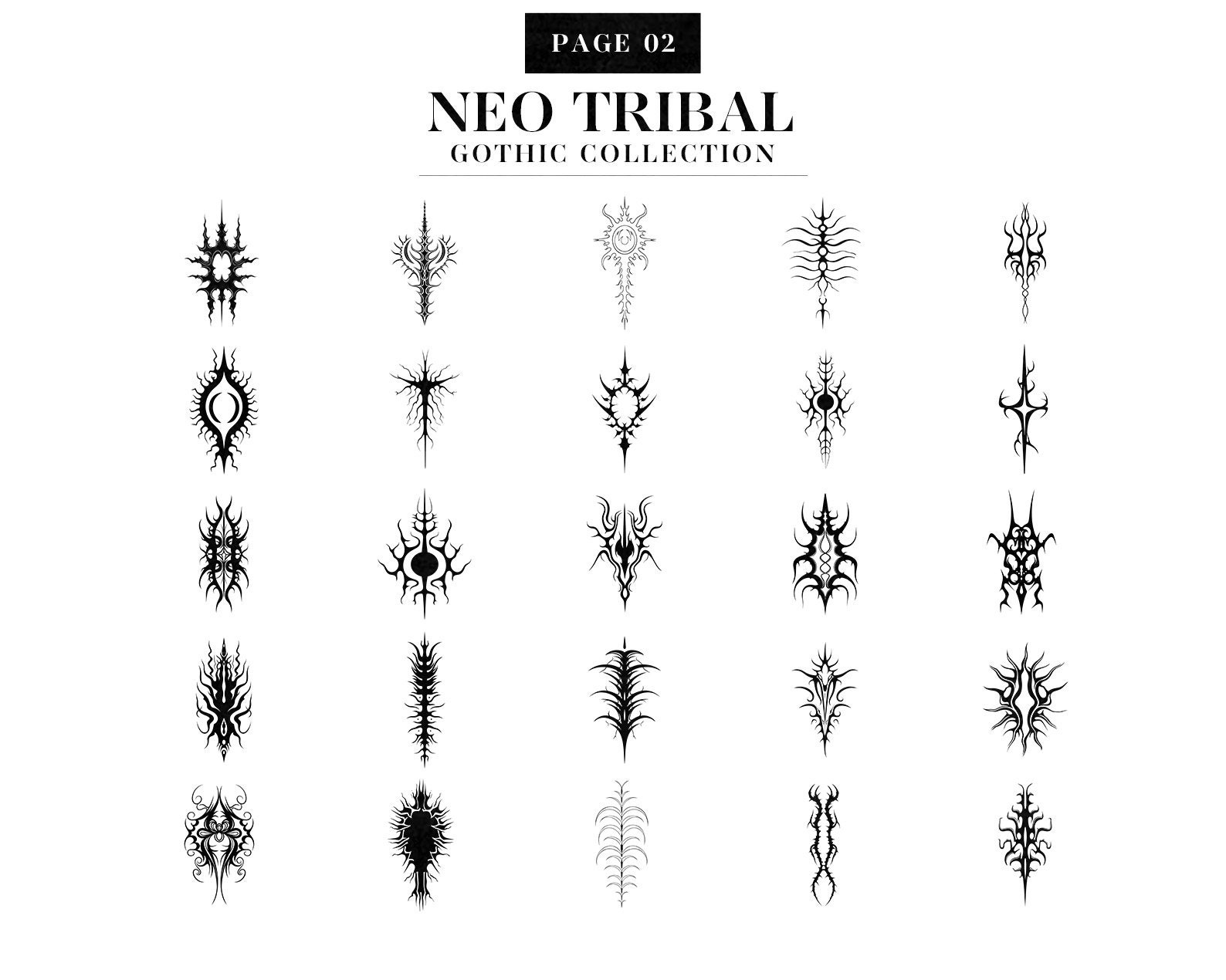 100 Neo Cyber Tribal Procreate Stamps INSTANT DOWNLOAD Gothic Tattoo ...