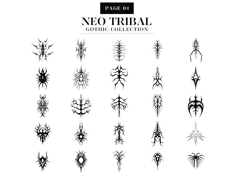 100 Neo Cyber Tribal Procreate Stamps INSTANT DOWNLOAD Gothic Tattoo ...