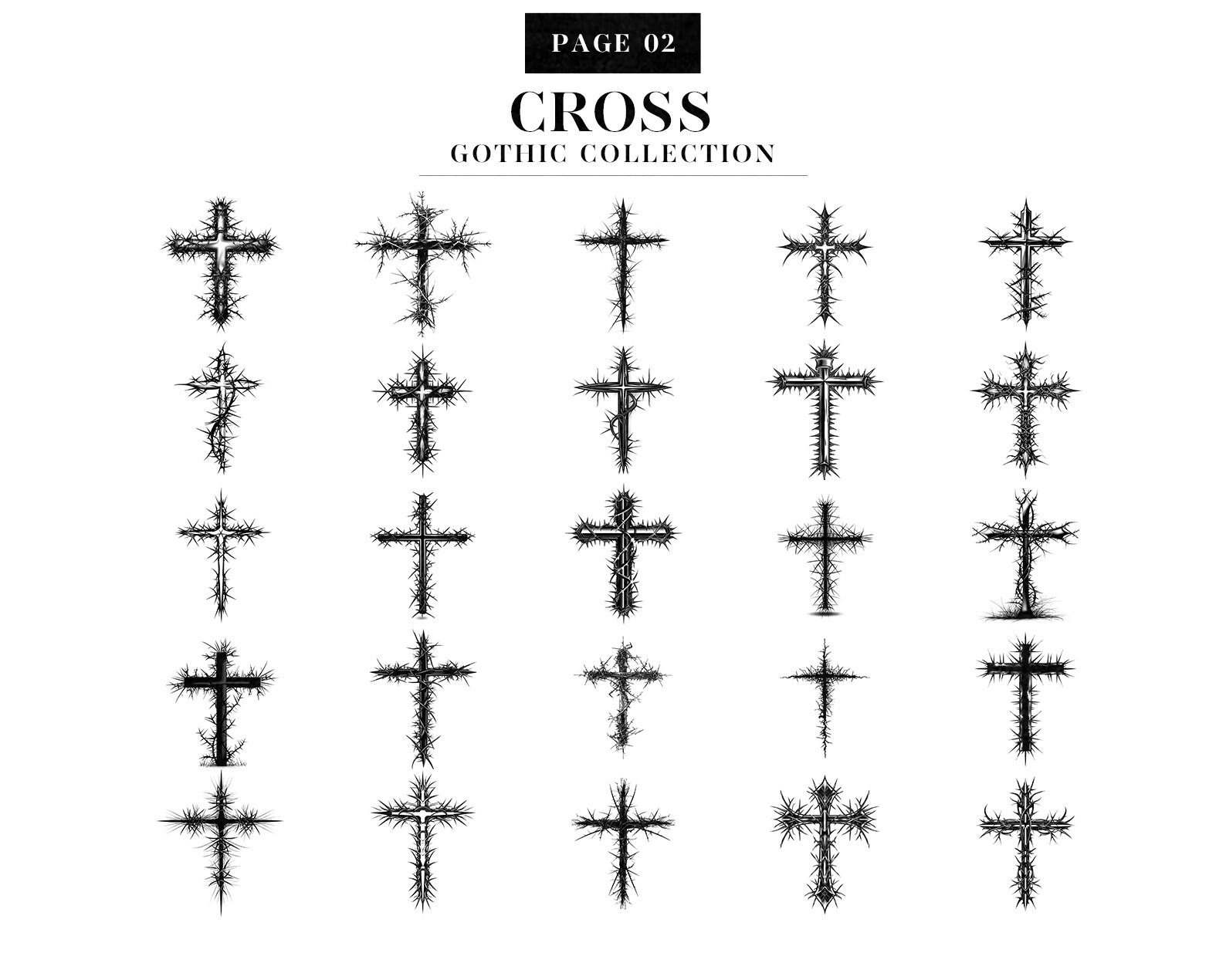 50 Gothic Cross Designs INSTANT DOWNLOAD Gothic Stamps Procreate ...