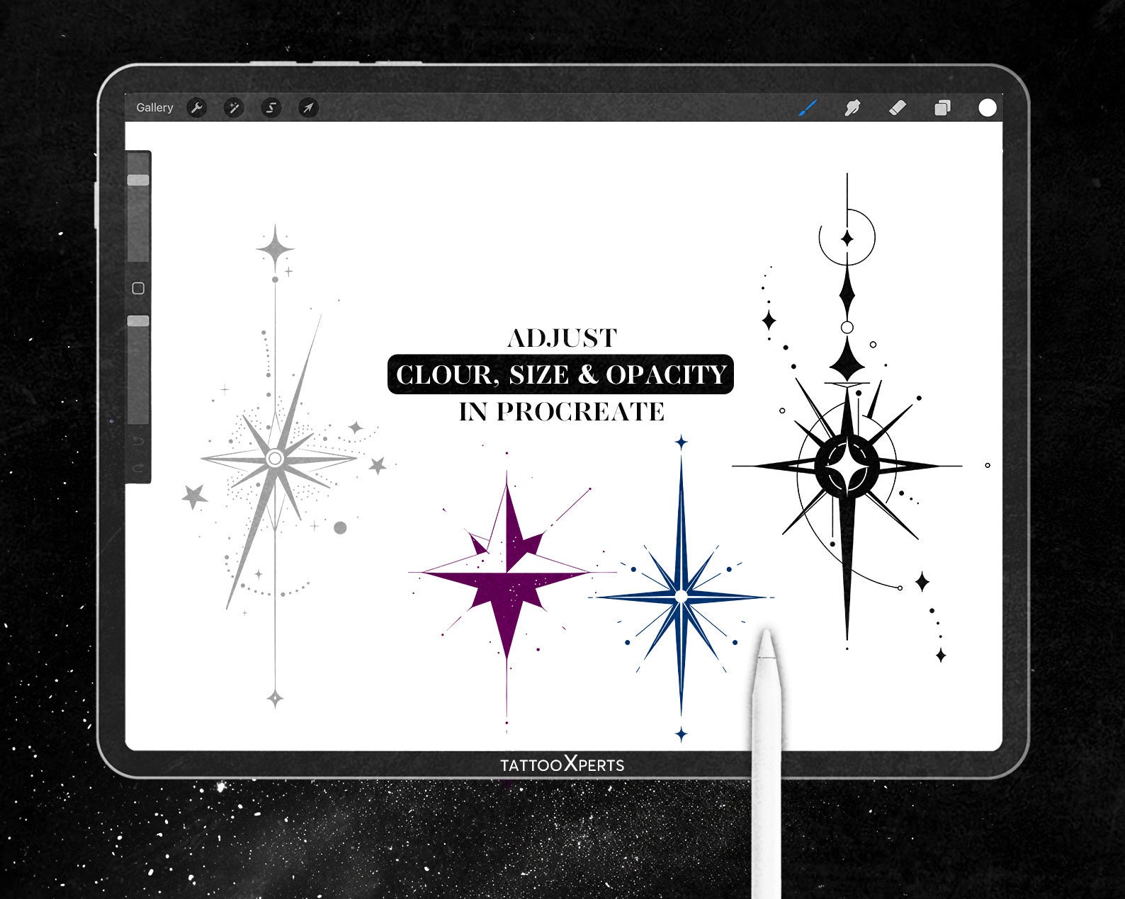 50 Stars Designs INSTANT DOWNLOAD Minimalistic Stamps Procreate Brushes ...