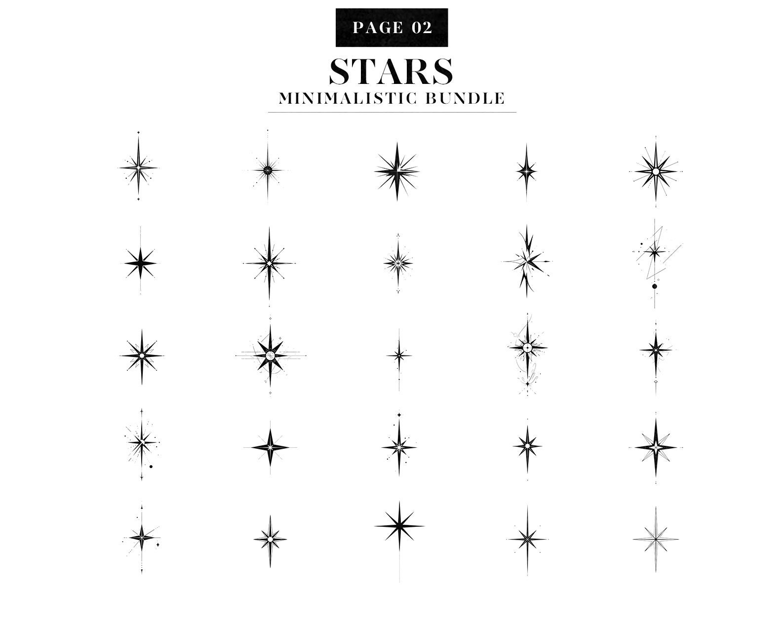 50 Stars Designs INSTANT DOWNLOAD Minimalistic Stamps Procreate Brushes ...