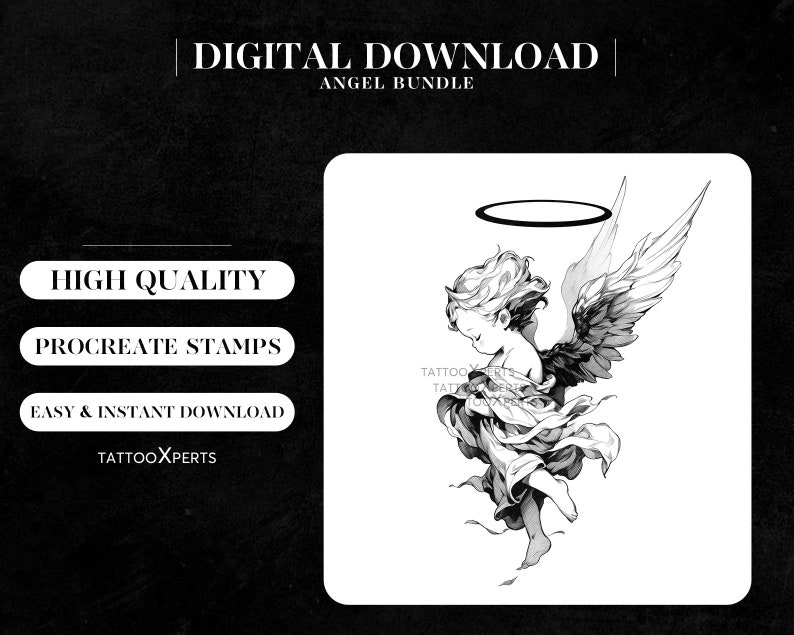 50 Putti Angel Procreate Stamps Cherubic Tattoo Designs Baroque ...