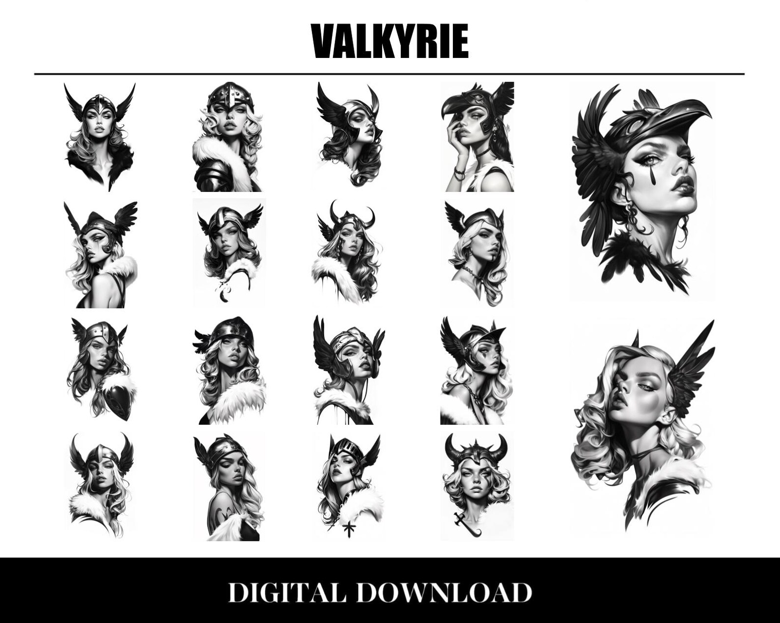 Valkyrie JPG Design Set | 50 High-quality Digital Images | Stunning ...