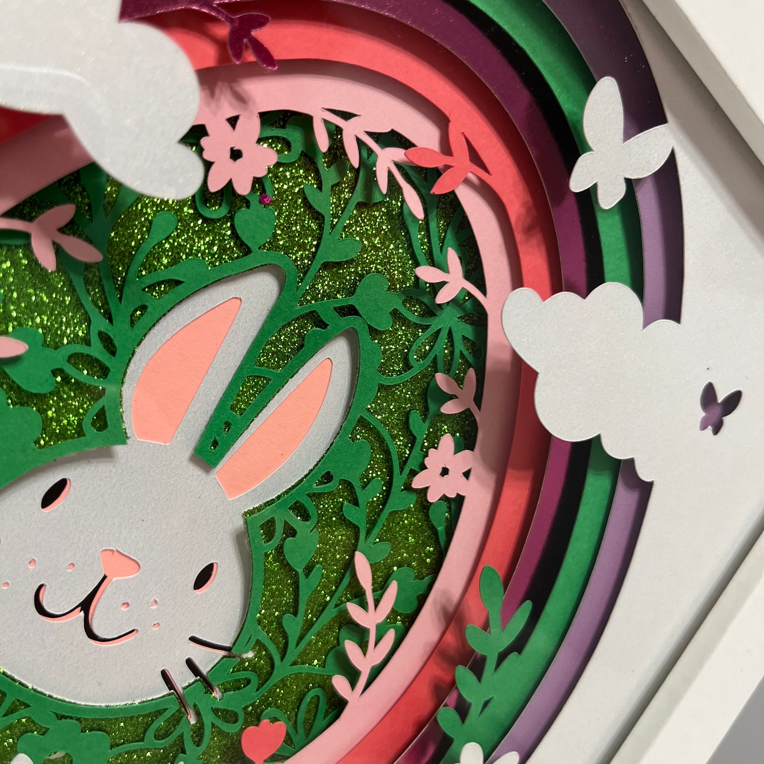 Whimsical 3D Easter Bunny Shadow Box, Layered Paper Art, Unique Gift, Easter Home Decor, Holiday ...