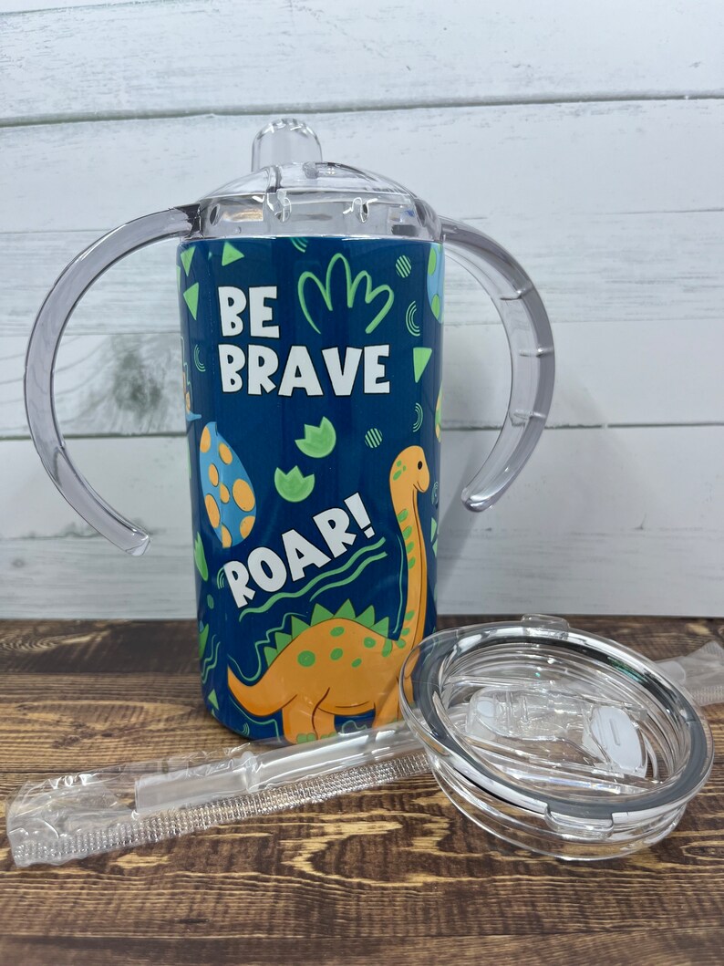 Dinosaur Kids Tumbler: 12oz Stainless Steel Sippy Cup With Straw - Etsy