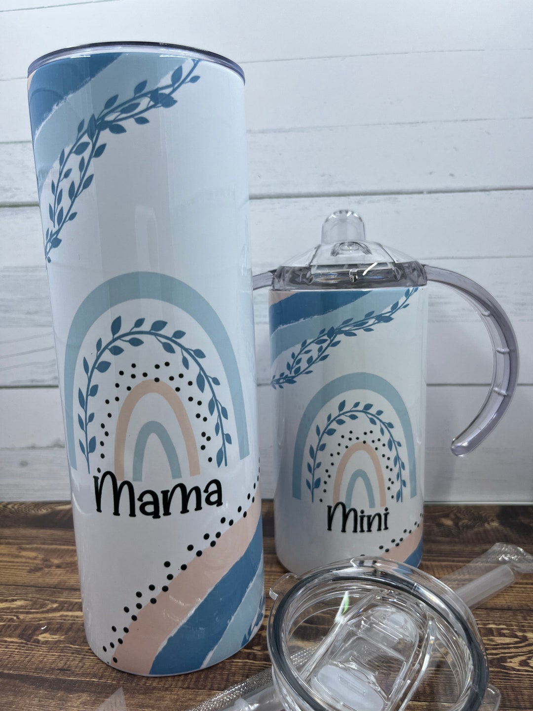 Mini Sippy Cup & Mama Cup Set, 12oz Kids Sippy Cup With Lid and Straw ...