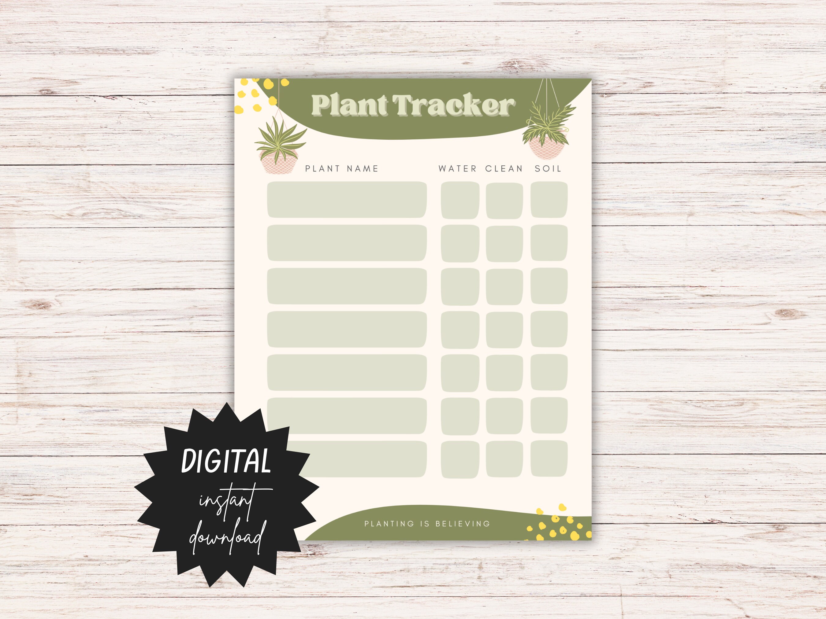 Plant Tracker Printable or Digital Journal App, Household Plant Tracker ...