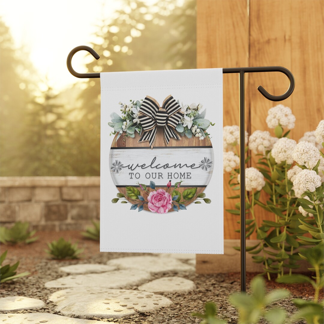 Welcome to Our Home Sign, Garden & House Banner, Welcome Wreath Sign ...