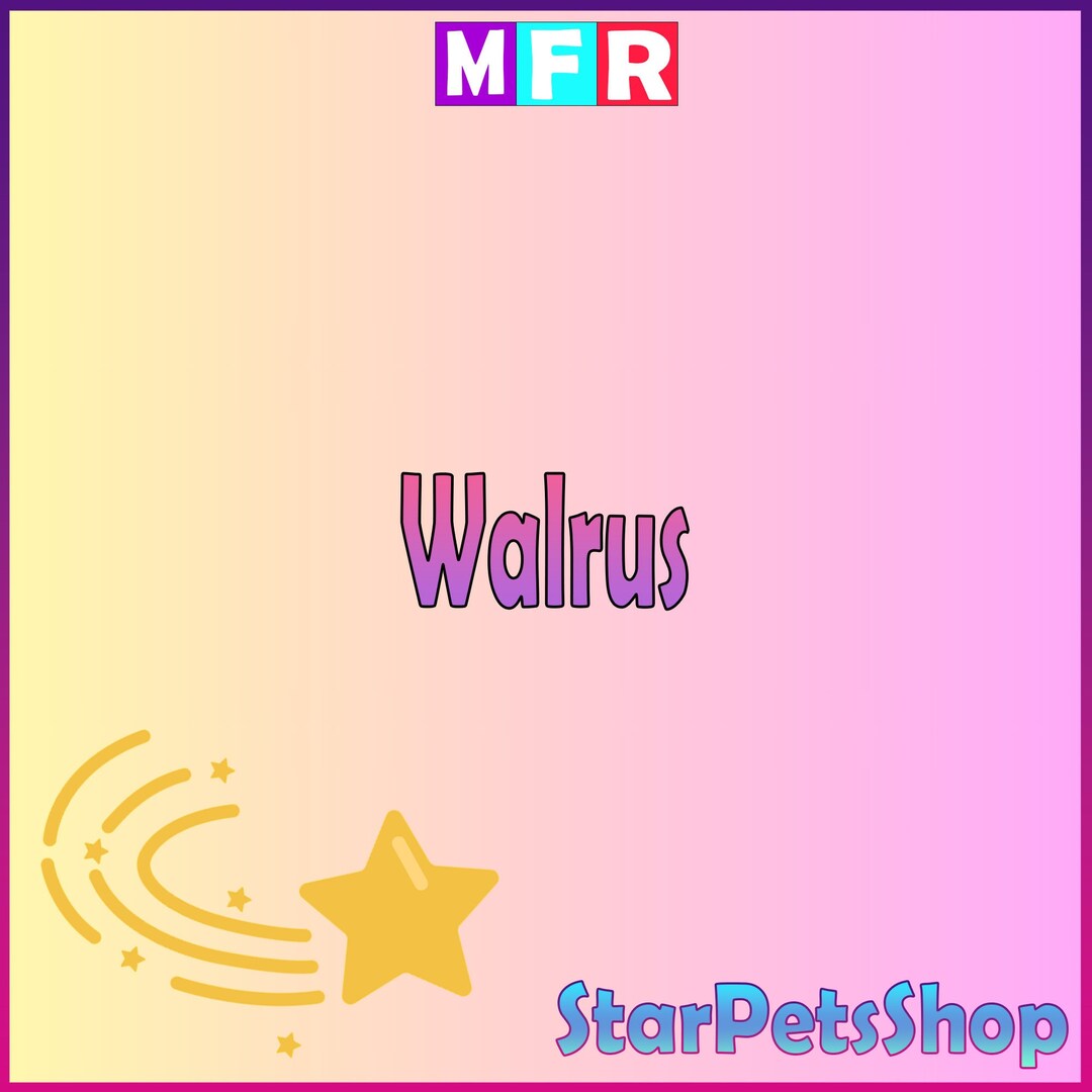Adopt Me Walrus MFR Mega Neon Fly Ride Virtual Pet Adopt Me Roblox ...