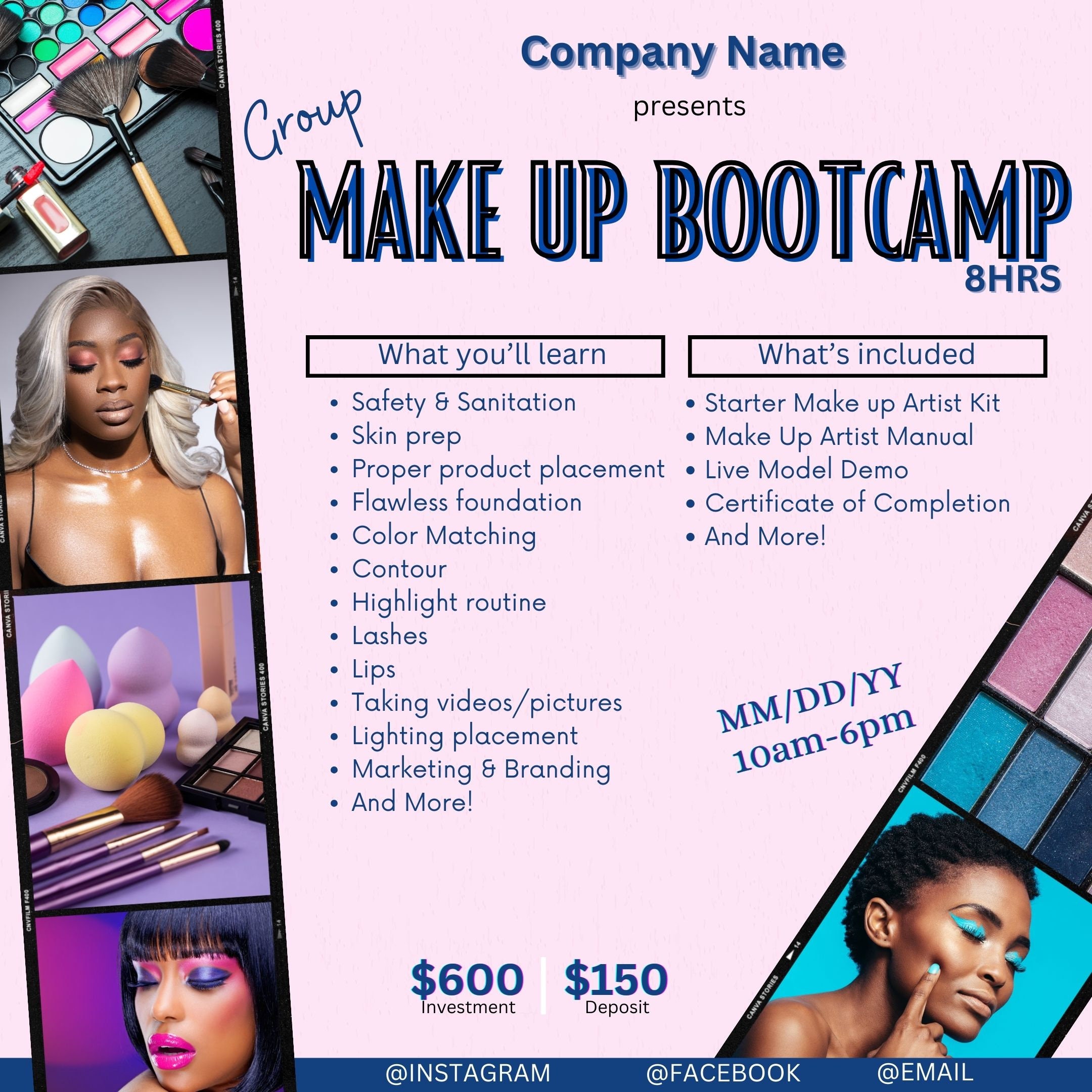 Make up Flyer, Makeup, Beauty, Canva Templates, Premade Flyer, Make up ...