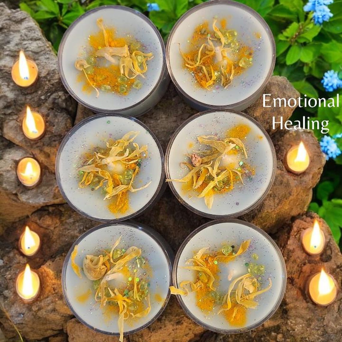Crystals & Herbs Intention Tealight Candles, Aromatherapy Candles ...