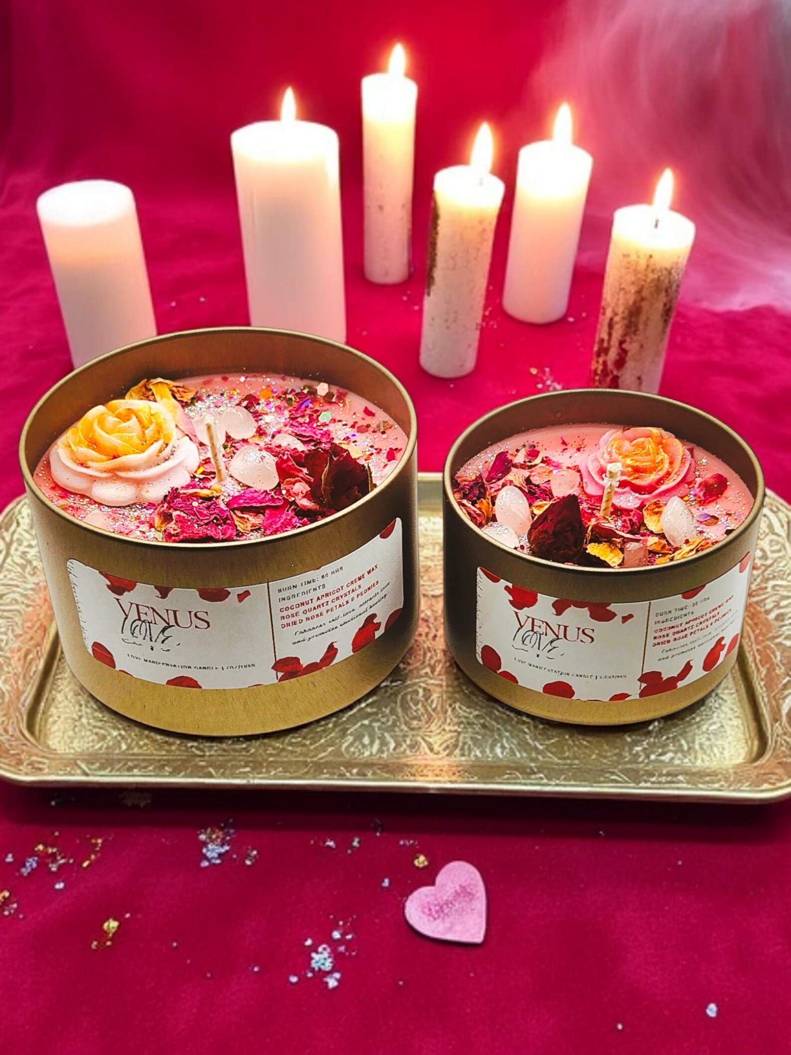 Crystal & Herbal Infused Intention Candle, Manifestation, Vibrations ...