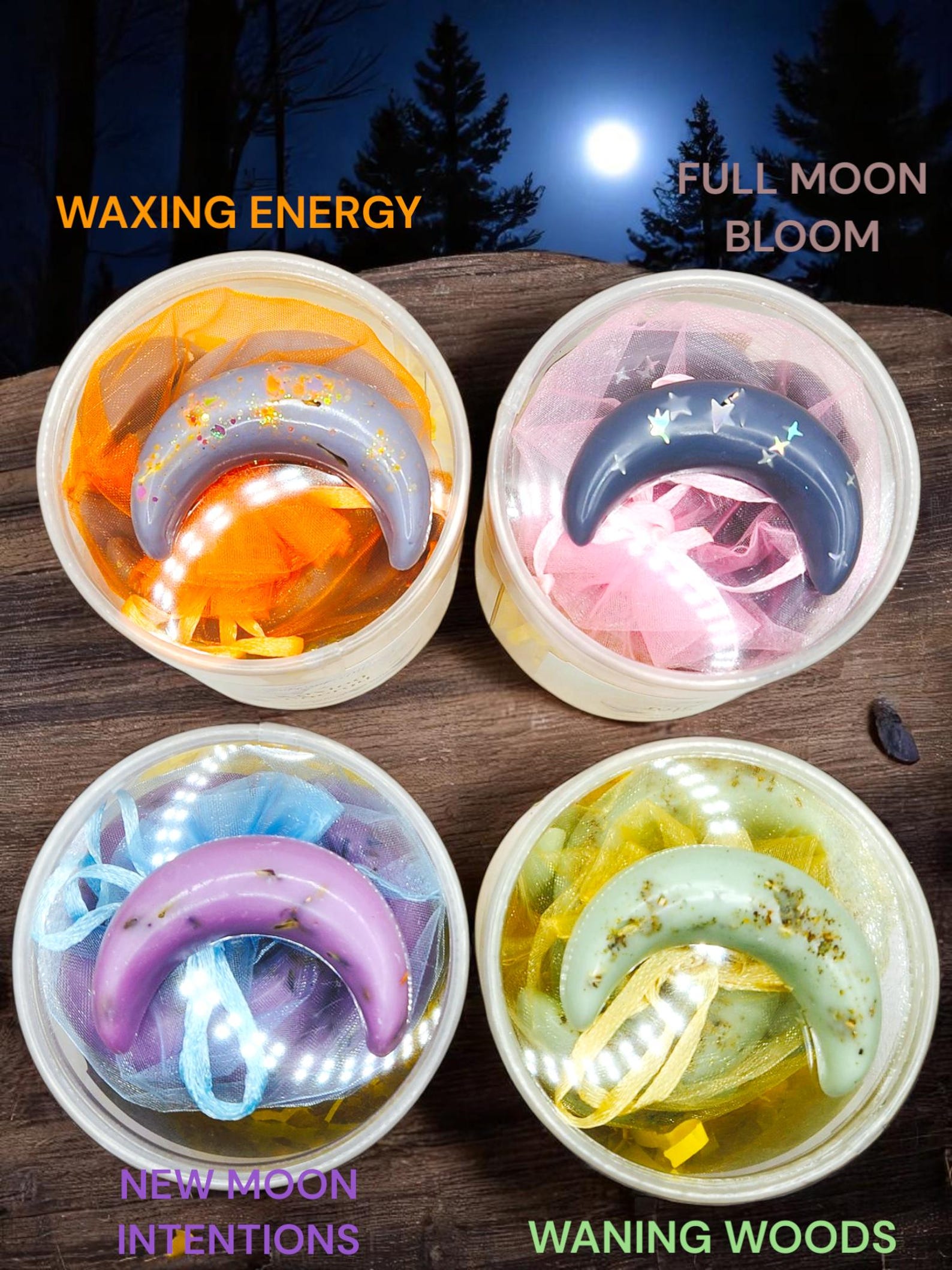 Crescent Moon Ritual Wax Melts, Ritual Melts, Glitter Energy Melts ...