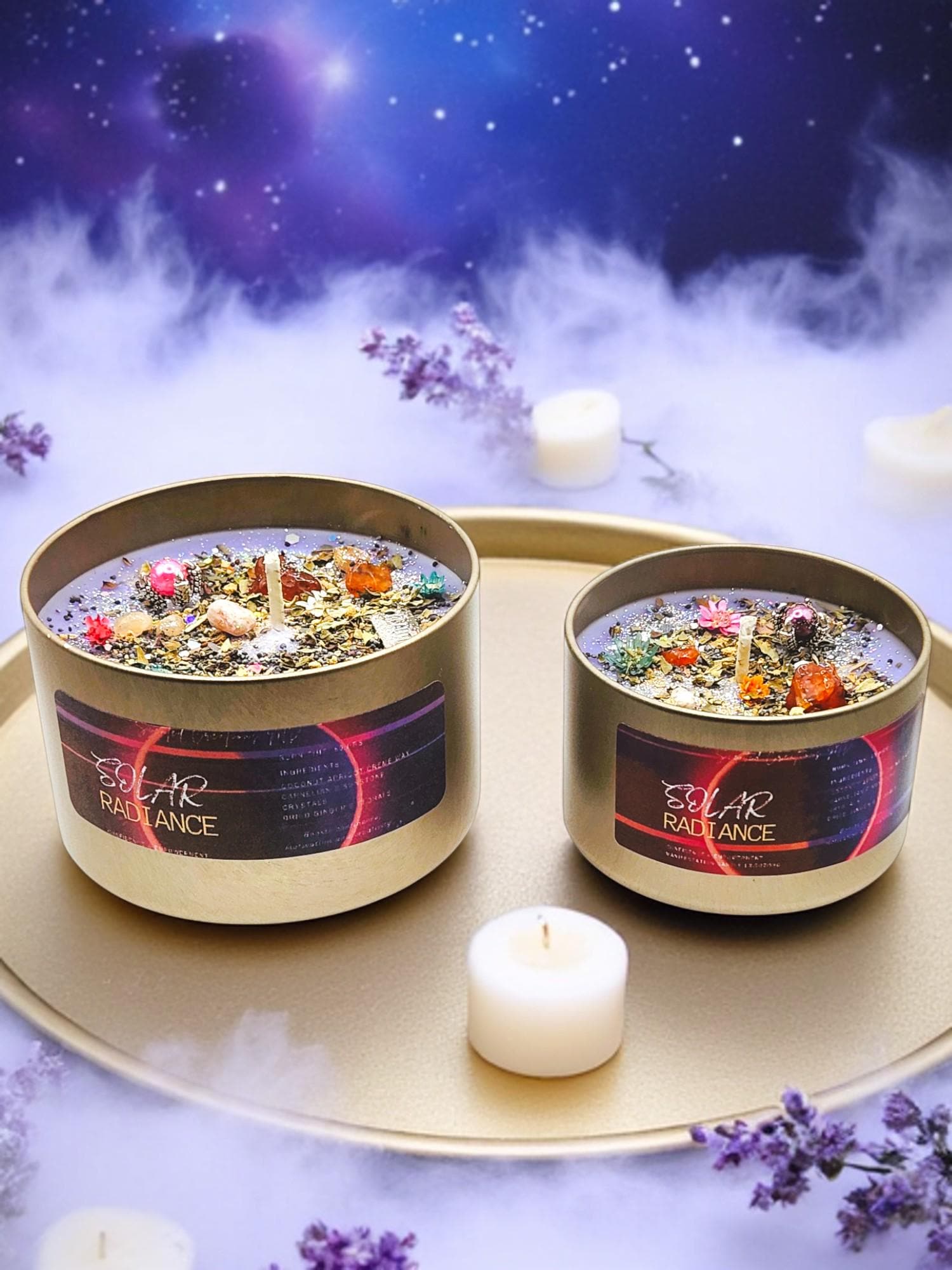 Crystal & Herbal Infused Intention Candle, Manifestation, Vibrations ...