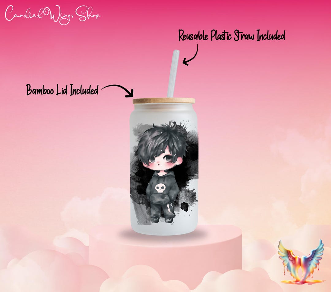 16oz Tumbler Goth Punk Kawaii Glass Tumbler Gothic Punk Cup Punk Themed ...