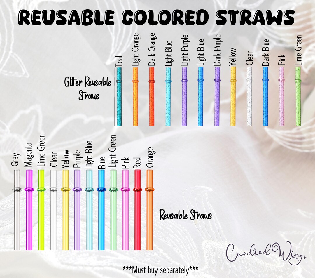 20oz Skinny Tumbler Reusable Straw 10.5 Long Tritan Hard Plastic Straws ...