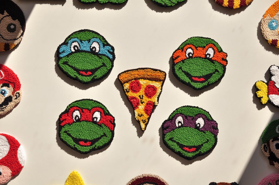Turtle Punch Needle Coaster: Handmade Cartoon Mug Rug - Etsy