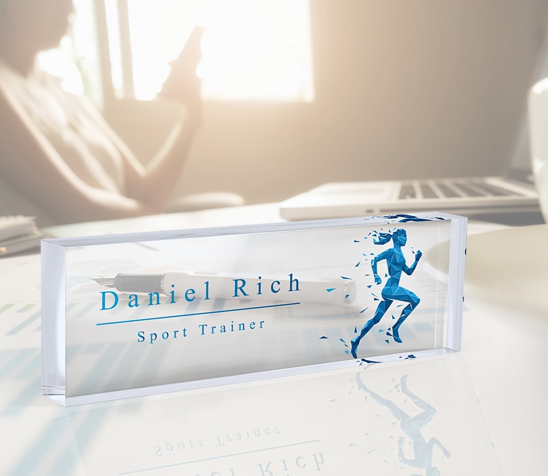 Female Athlete Desk Name Plate, Sports Trainer Desk Name Plate, Acrylic ...