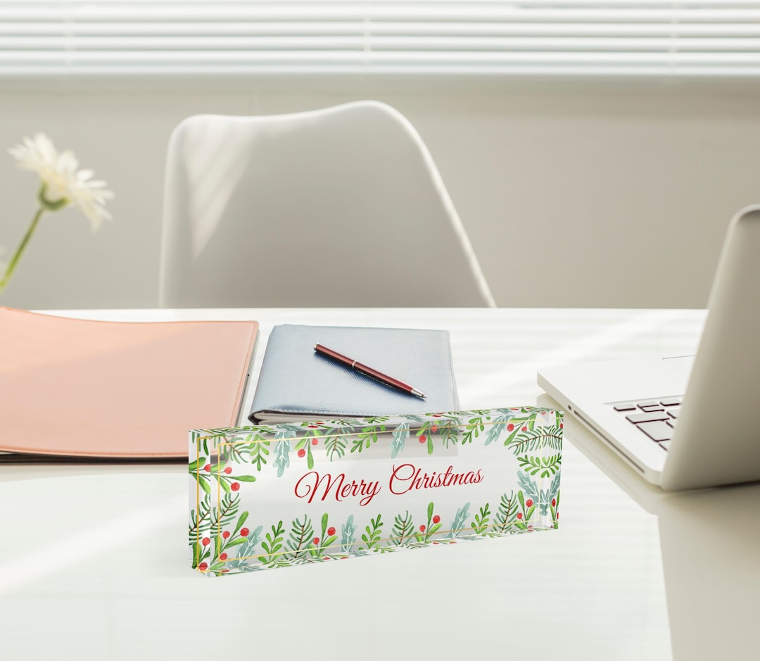 Christmas Themed Name Plate, Acrylic Name Plate, Desk Plaque ...