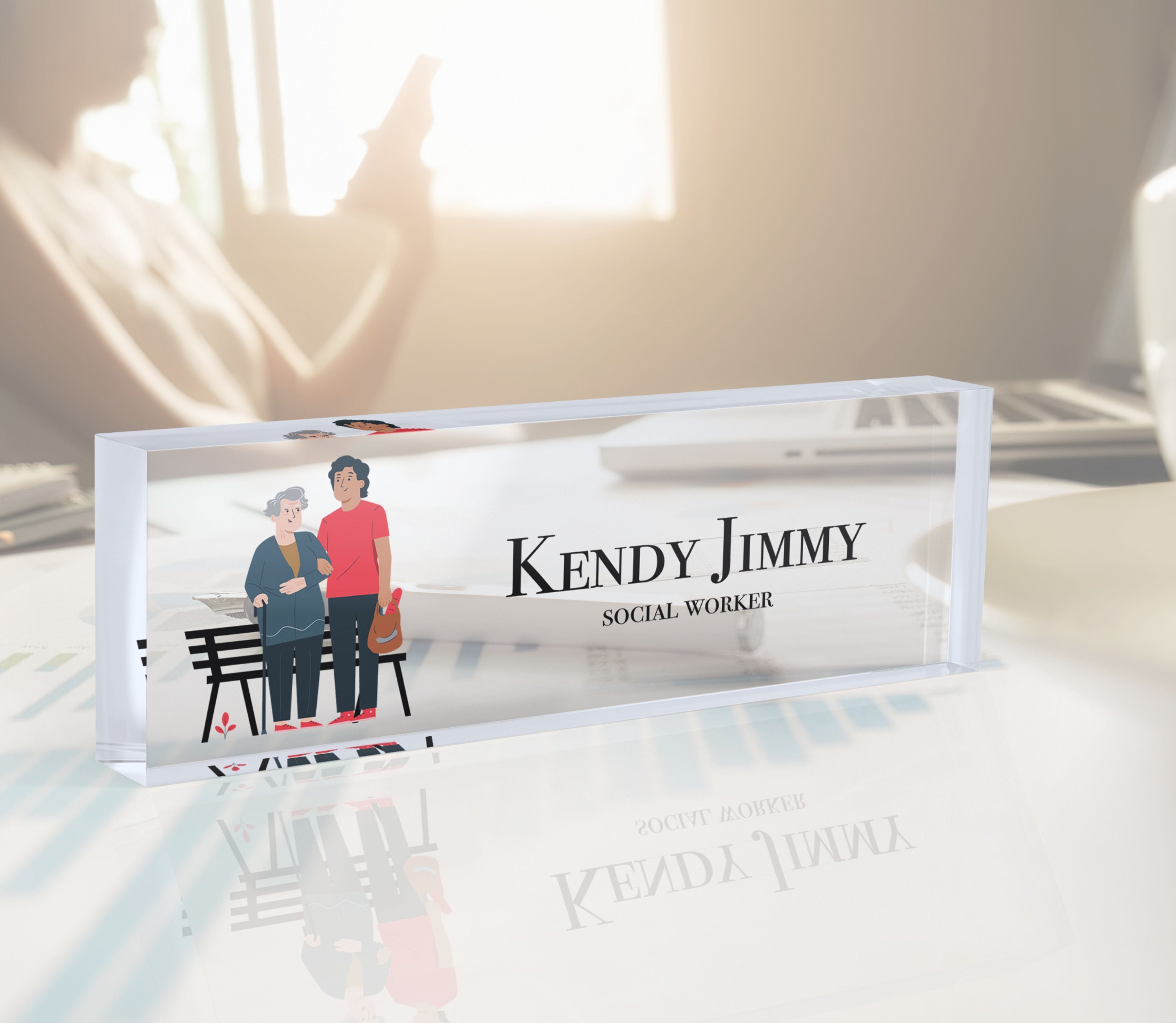 Social Worker Desk Name Plate, Acrylic Name Plate, Custom Name Plate ...