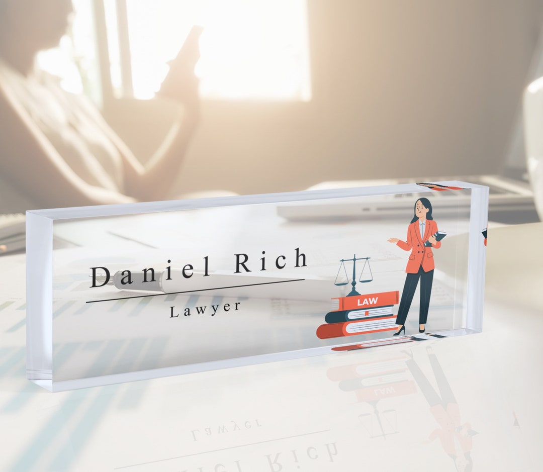 Lawyer Desk Name Plate, Attorney Glass Office Name Plate, Personalized ...