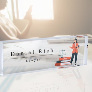 Lawyer Desk Name Plate, Attorney Glass Office Name Plate, Personalized ...